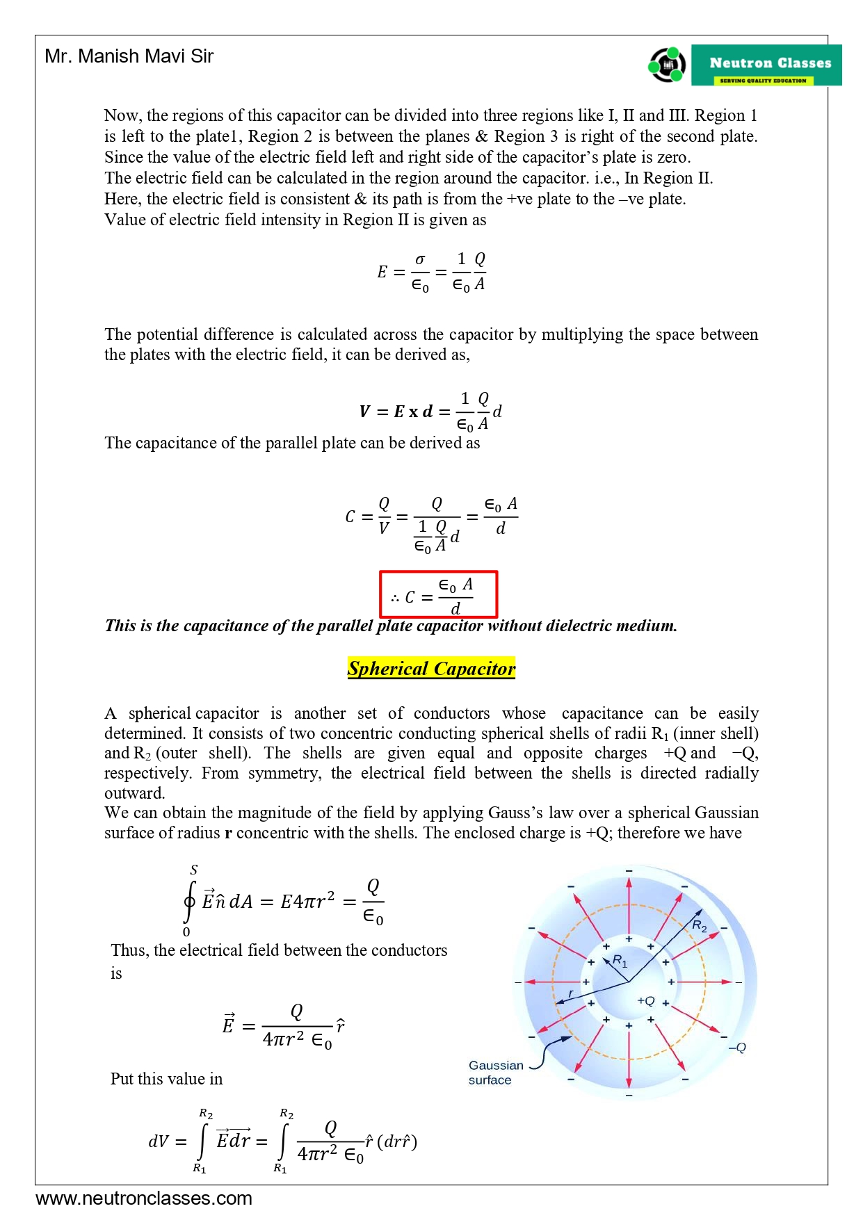 Electrostatic Potential and Capacitance : Chapter 2 Physics Class 12 ...
