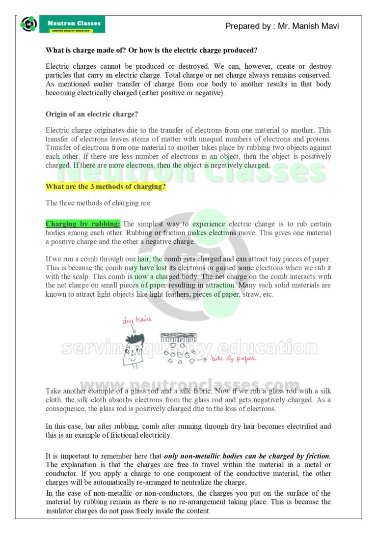 Chapter 1 Electric Charges and Fields CBSE Class 12 Physics Notes L1 ...