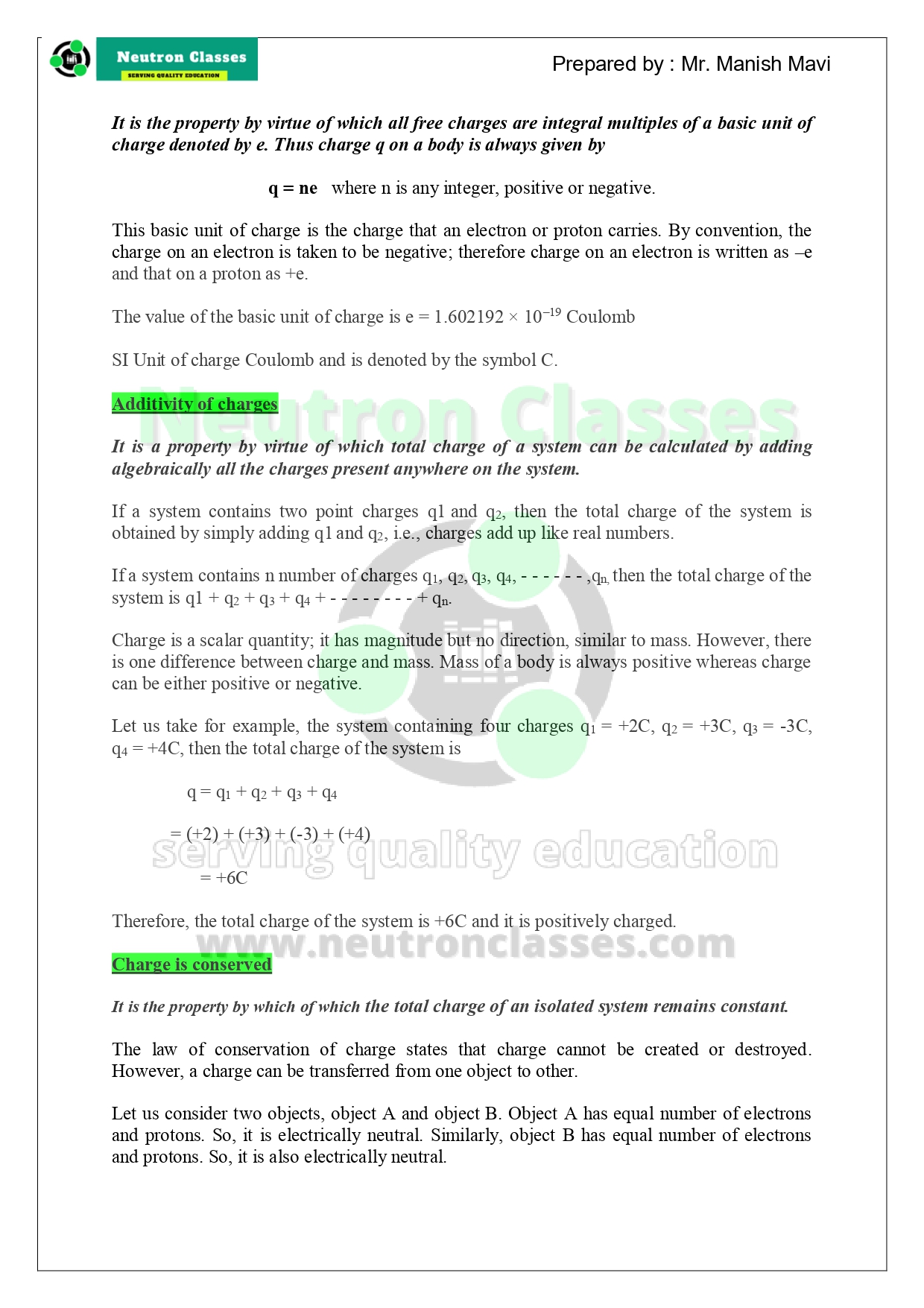 Chapter 1 Electric Charges and Fields CBSE Class 12 Physics Notes L1 ...