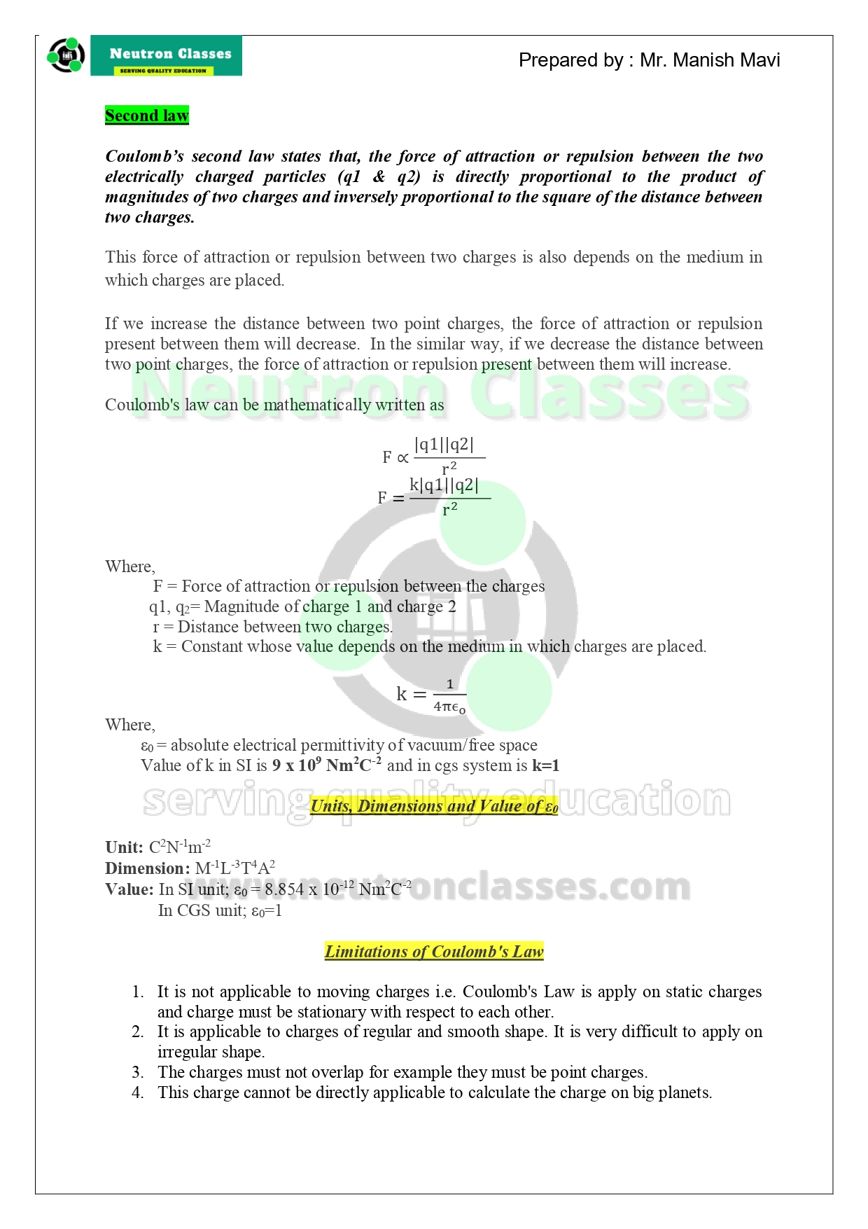 Chapter 1 Electric Charges and Fields CBSE Class 12 Physics Notes L1 ...